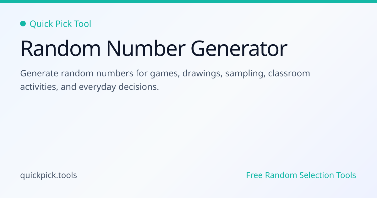 Free Random Number Generator | Quick Pick