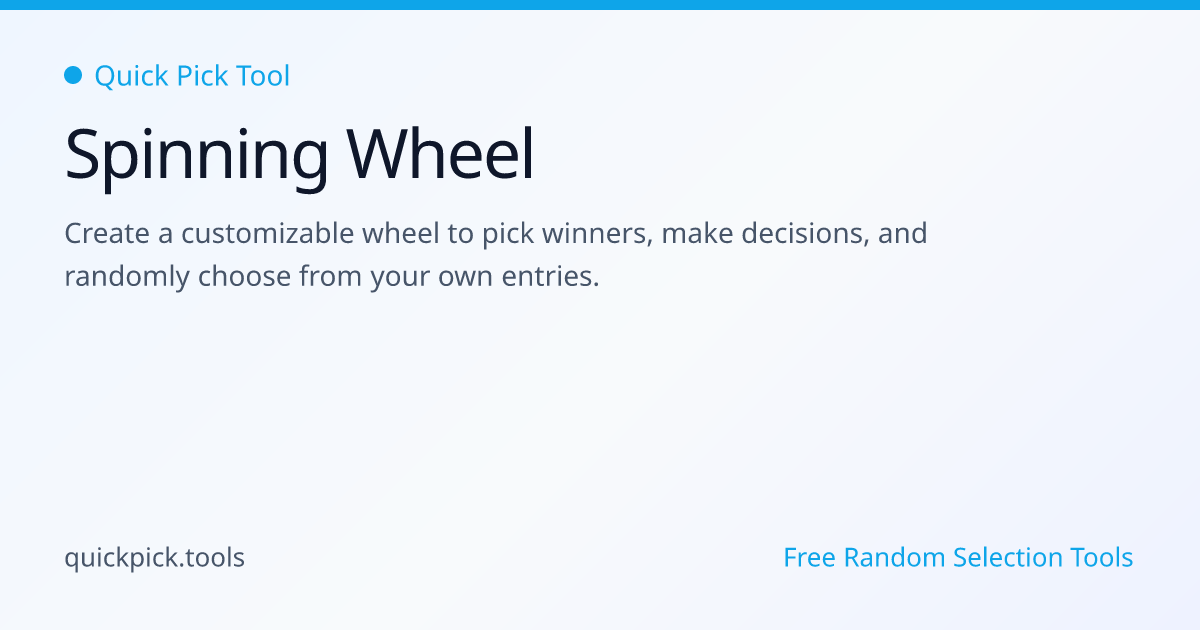 Free Spinning Wheel - Random Picker | Quick Pick